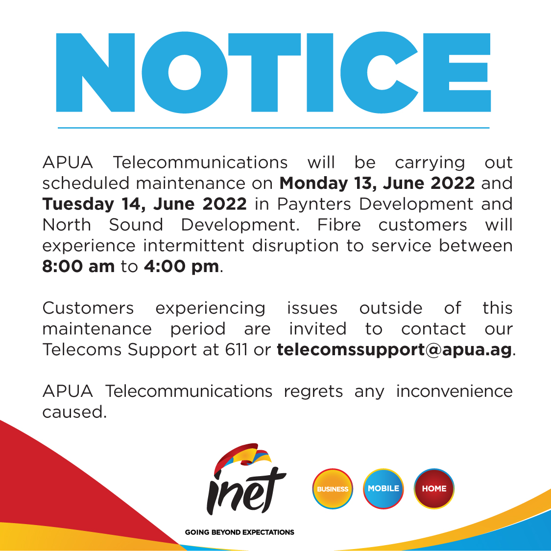 inet Notice – Scheduled Maintenance – Antigua Public Utilities ...