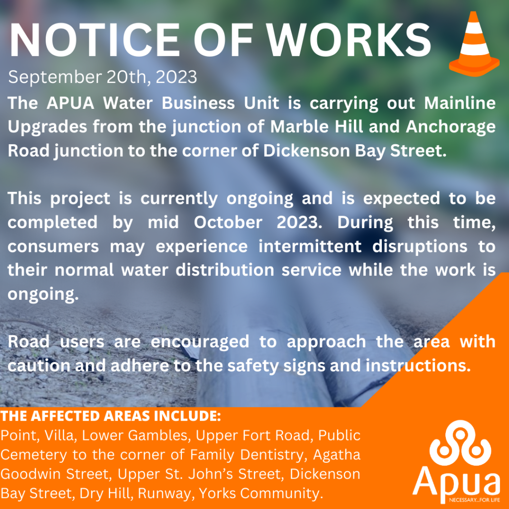 Notice of Works – Antigua Public Utilities Authority (APUA)