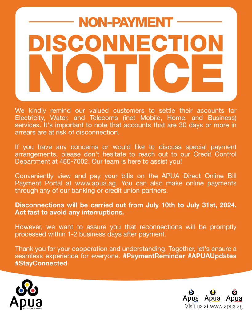 Account Management Notice – Antigua Public Utilities Authority (APUA)